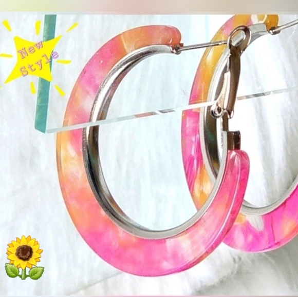 Fashion Jewelry | Jewelry | Acrylic Stylish Hoops Hot Pink Ehp | Poshmark